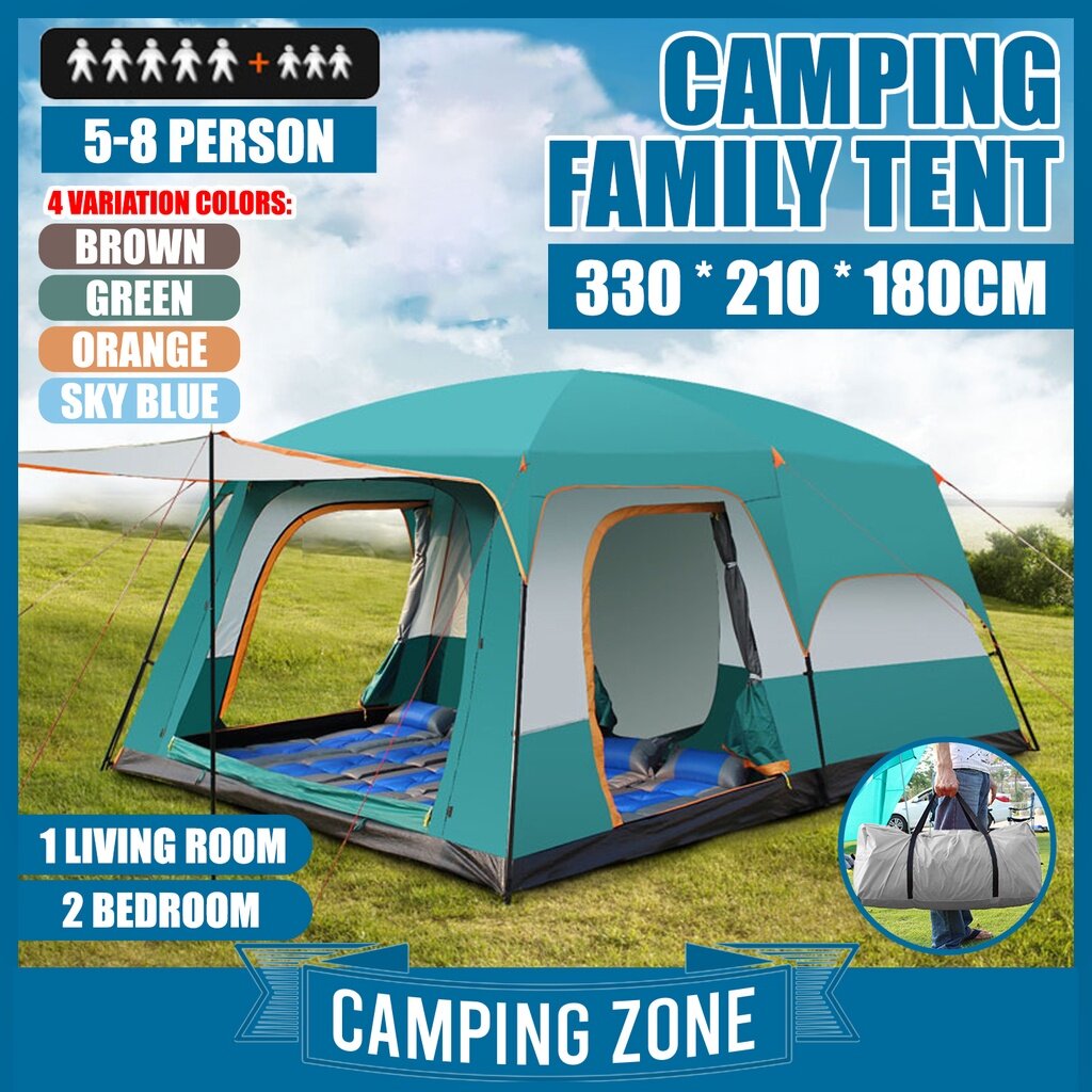 5-8 Person Large Camping Tent Waterproof Family Tents for Outdoor ...