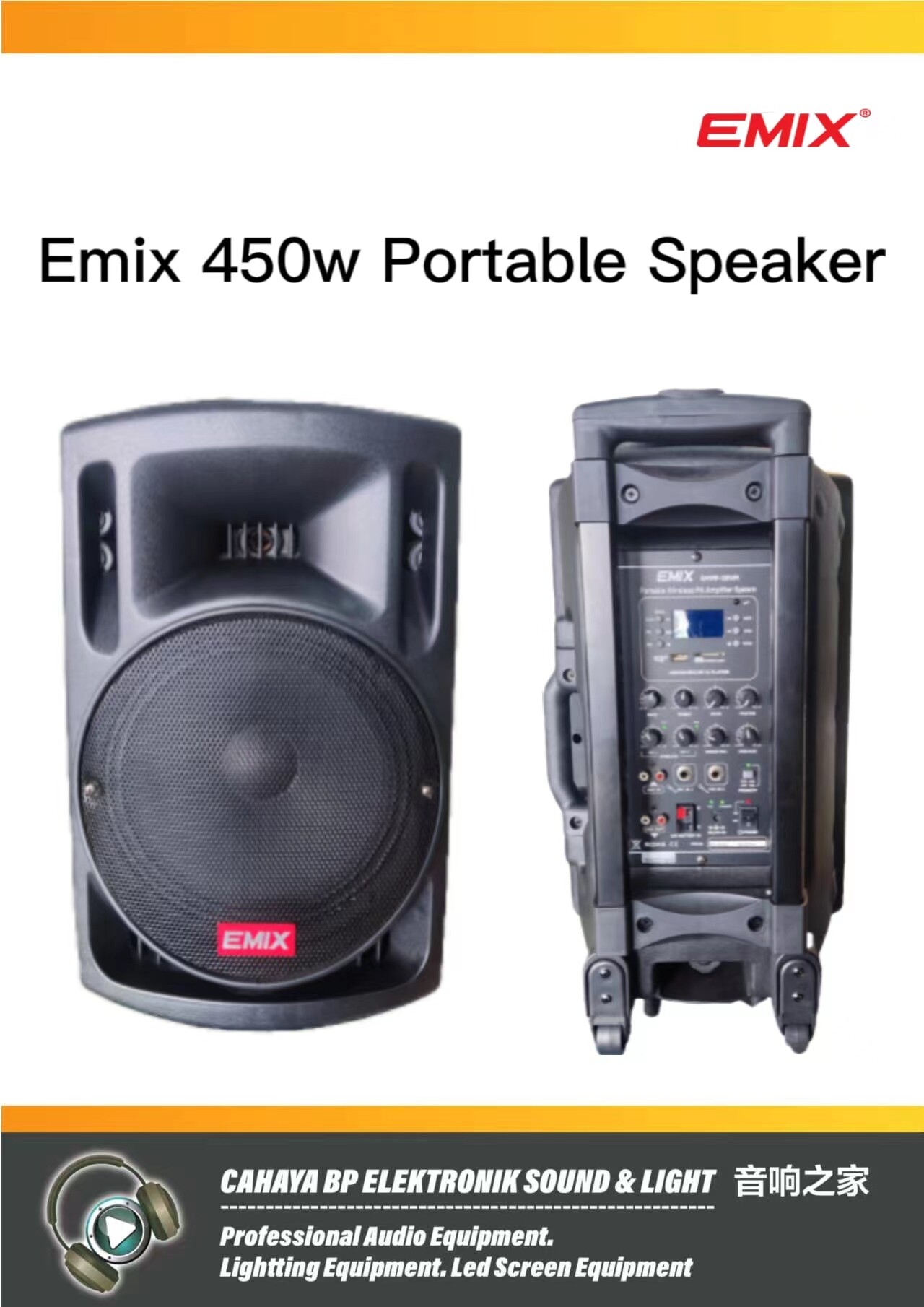 EMIX EMPP-59VM 12" 450W Portable Amplifier C/W 2 X Hand-Held Wireless ...
