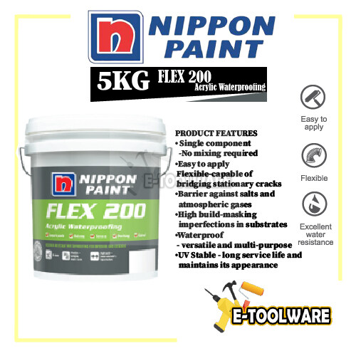 5KG NIPPON Paint FLEX 200 Acrylic Waterproofing White or Grey color | Lazada