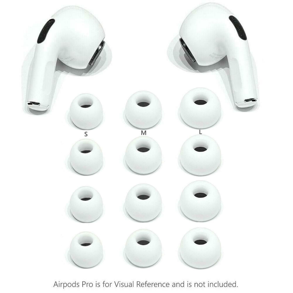 6 Pairs Silica Gel Soft Ear Tips Buds Ear Buds For Apple Airpods Pro ...