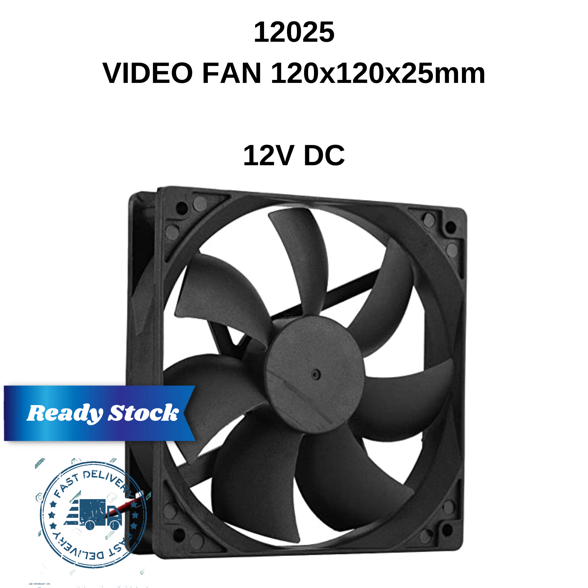 12025 Video Fan 120x120x25mm 12Vdc / 24Vdc Computer Case Fan DC Cooling ...