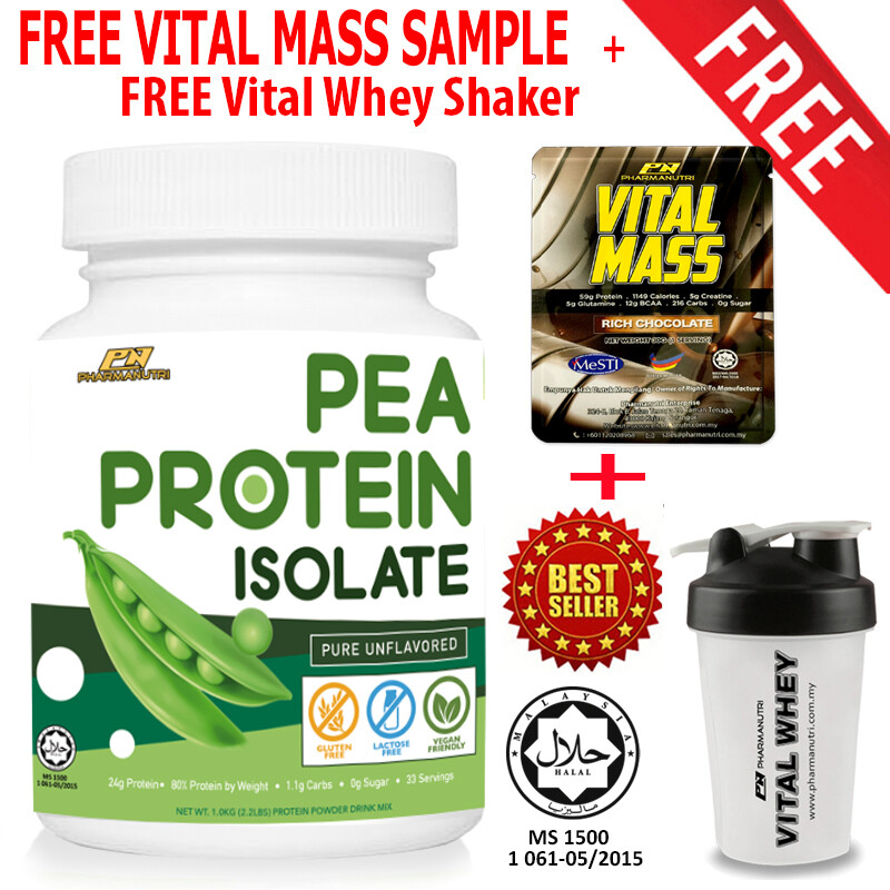 Pharmanutri Pea Protein Isolate Halal 1kg, 33 ser(Unflavor) 80% Protein ...