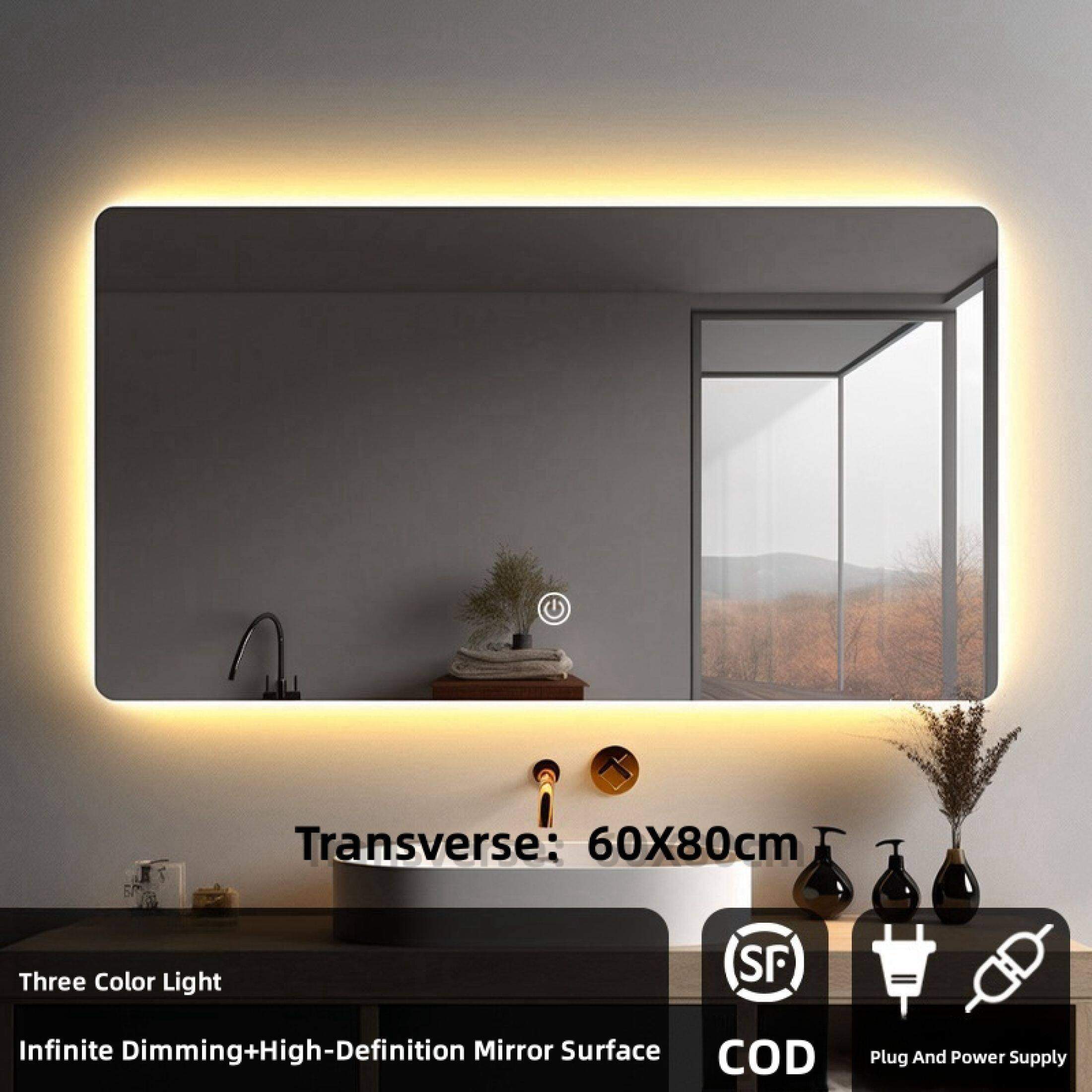 Nordic modern LED bathroom mirror with light smart makeup mirror wall ...