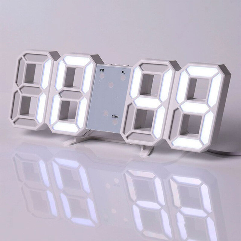 3D Digital Alarm Clock Intelligent Photosensitive LED Wall-mounted ...
