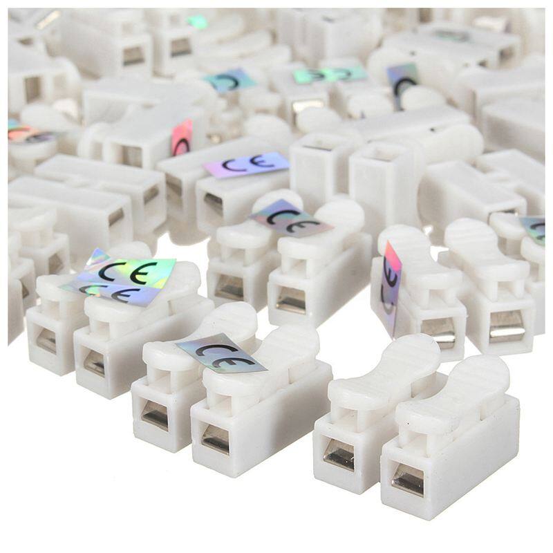 100Pcs Plastic 2 Pin Push Quick Cable Connector Wiring Terminal 10A ...