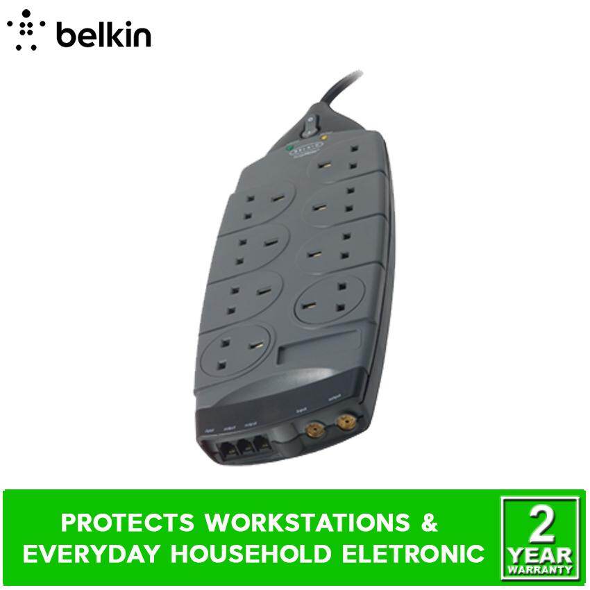 Belkin F9G823SA4M-GRY 8 Socket Surge Protector with AV Protection - 4 ...
