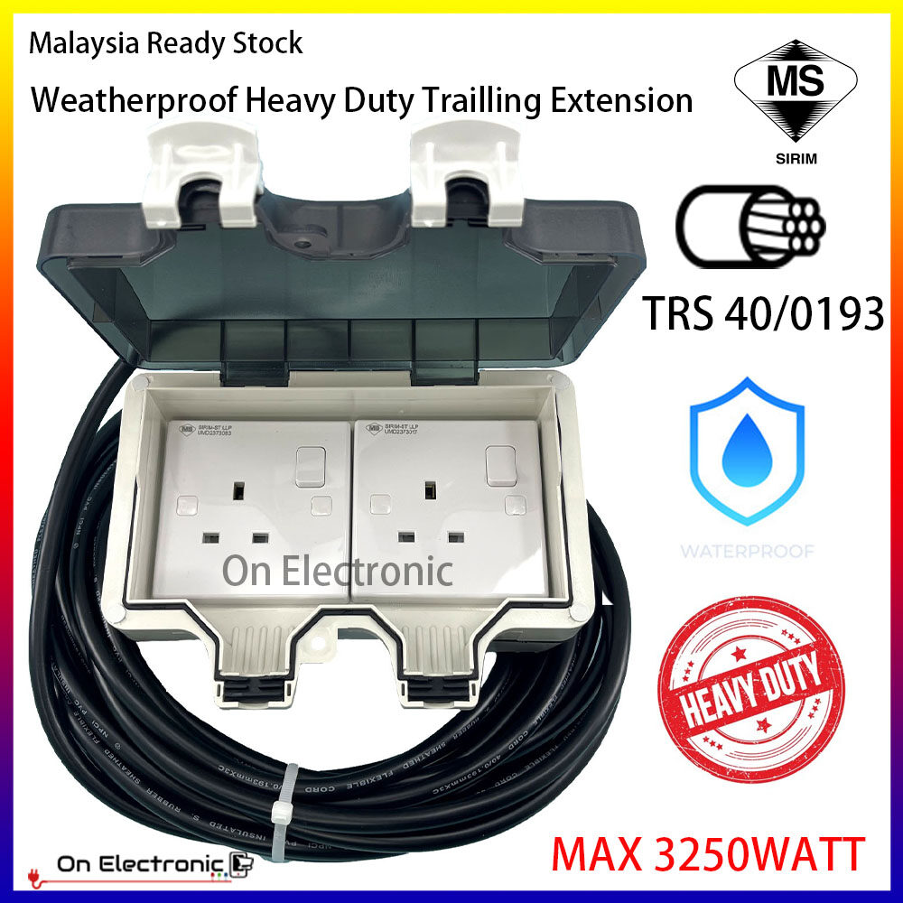 2 GANG HEAVY DUTY TRAILING EXTENSION SOCKET 40/0193 TRS cable ...