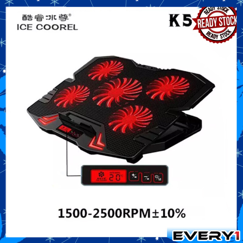 ICE COOREL K5 Super Mute 5 Fans Ice Cooling Technology Red Lighting ...