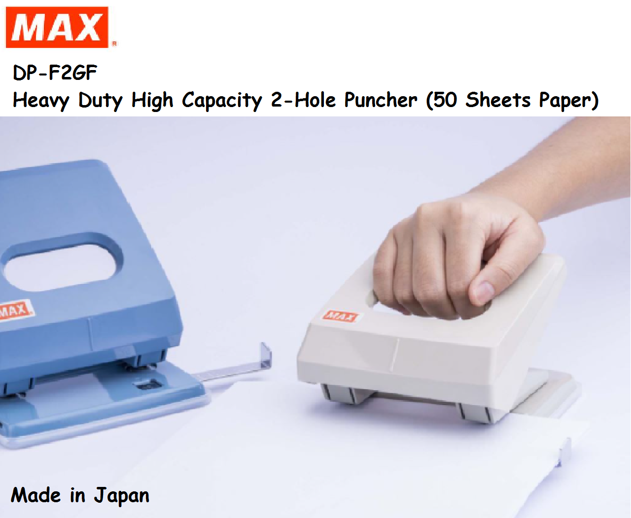 Max Heavy Duty High Capacity 2-Hole Puncher (50 Sheets Paper) DP-F2GF ...