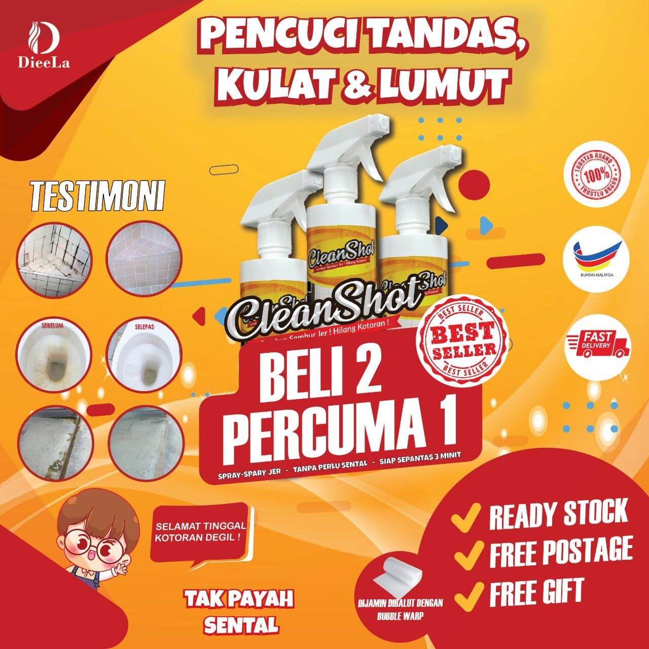 TOILET CLEANER SPRAY CLEANSHOT -Pencuci Tandas, Pembersih Lumut ...