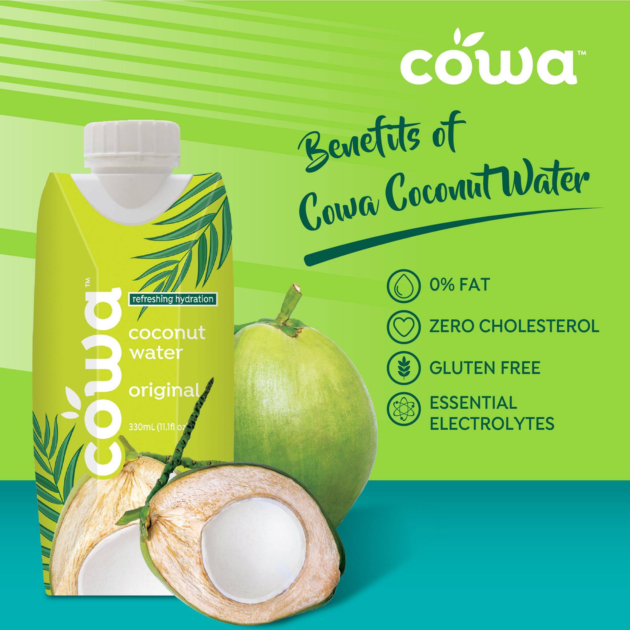 (HALAL) COWA Coconut Water | Air Kelapa 330ml | Lazada