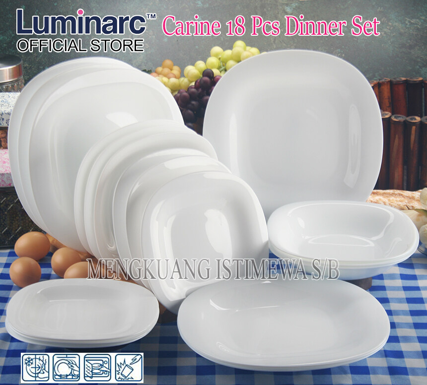 LUMINARC 18PC TEMP SQUARE WHITE CARINE DINNER SET LZN2184 | Lazada