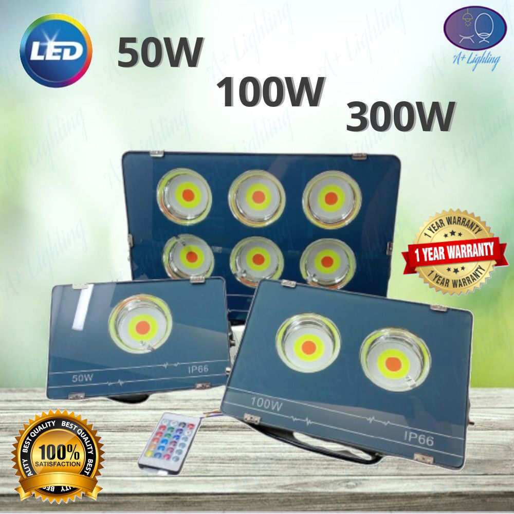 50W 100W 300W RGB MULTICOLOUR COB LED SPOTLIGHT REMOTE CONTROL FLOOD ...