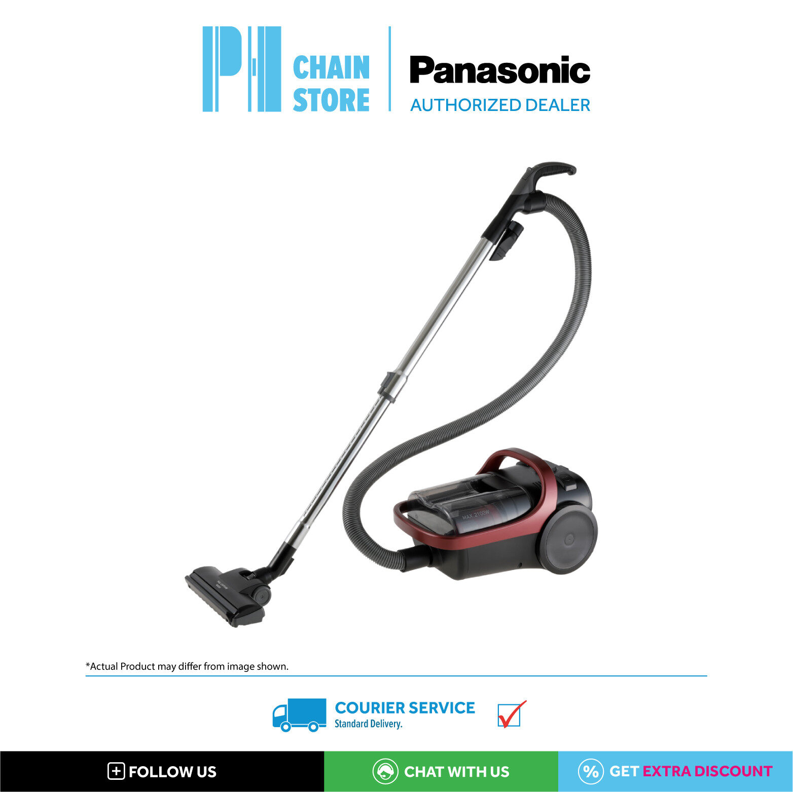 PANASONIC MC-CL607RV47 CYCLONE BAGLESS CANISTER VACUUM CLEANER WITH ...