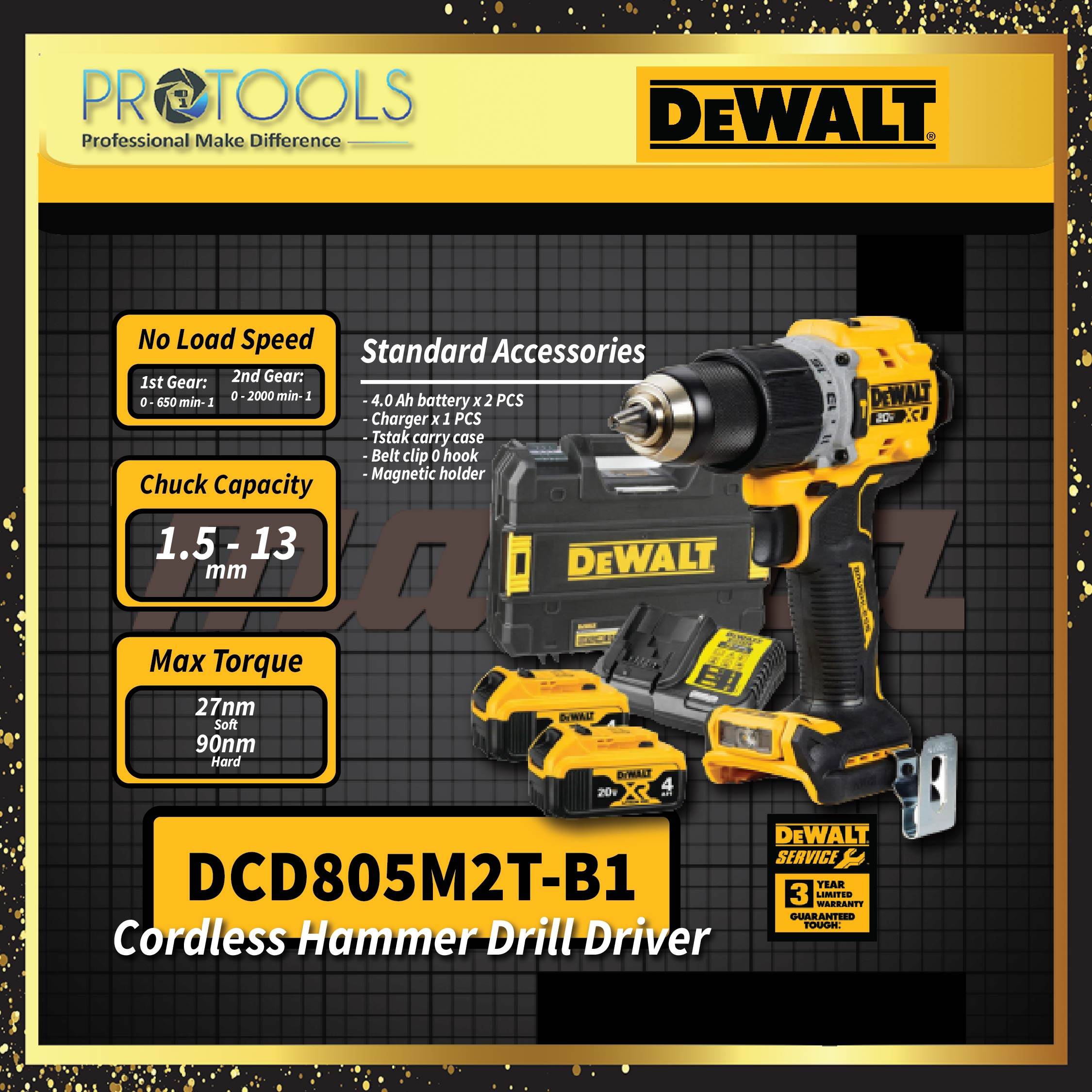 DEWALT DCD805M2 TO REPLACE DCD985M2 18V CORDLESS HAMMER DRILL | Lazada