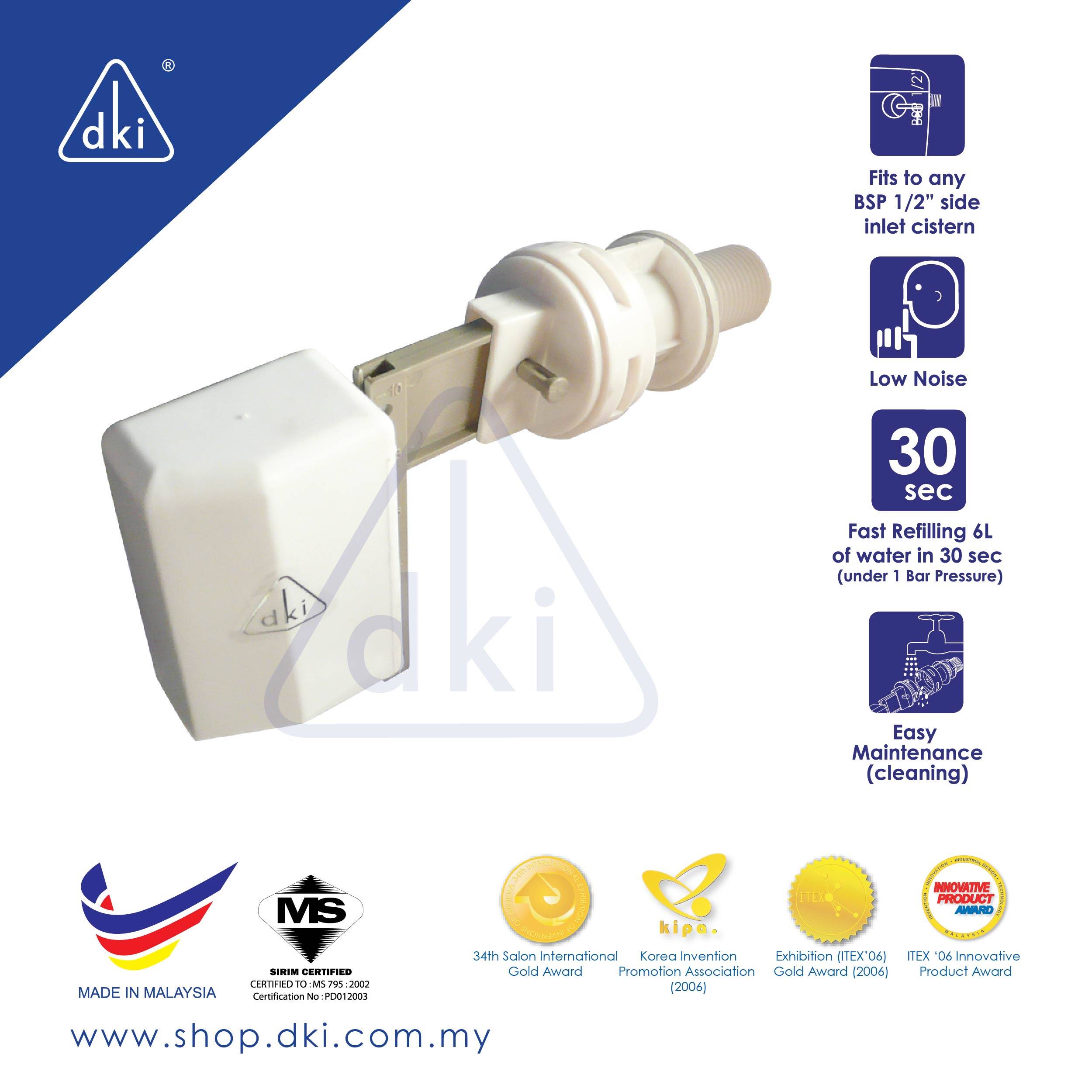 DKI Standard PVC Toilet Inlet Cistern Float Valve Stop Water Flush ...