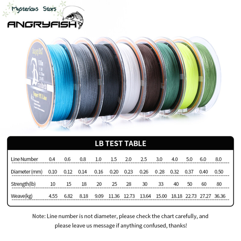 ANGRYFISH Diominate PE Line 4 Strands Braided 100m/109yds Super Strong ...