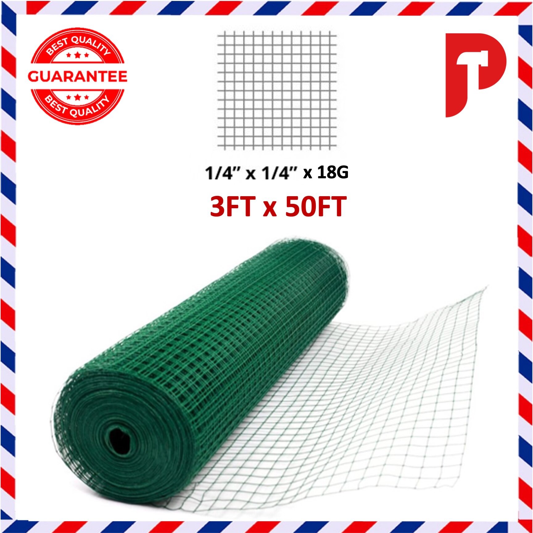 PVC Coated Green Wire Mesh Netting Dawai Hijau 3ft x 40ft-50ft (18G/22G ...
