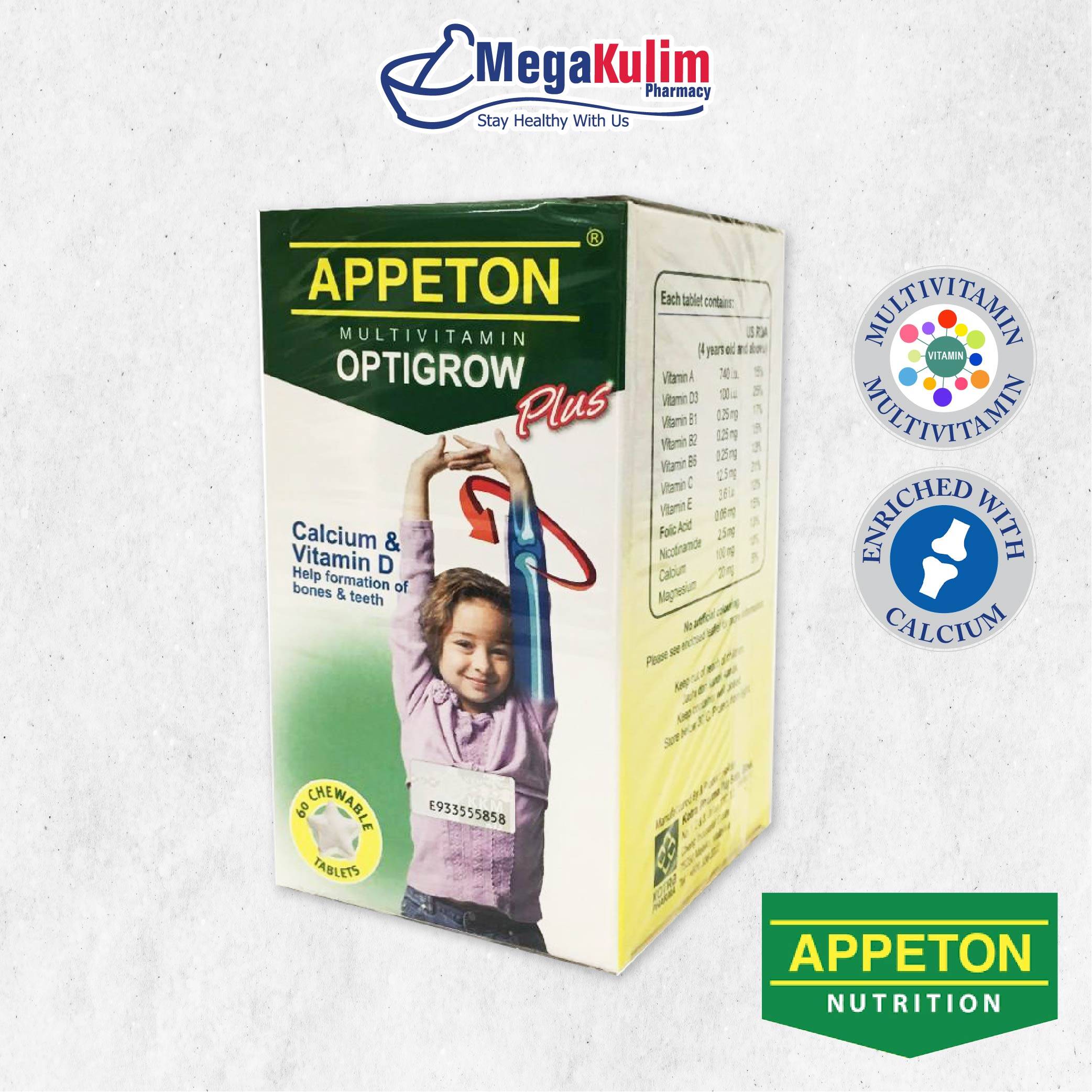 Appeton Multivitamin Optigrow Plus 60 Tab | Lazada