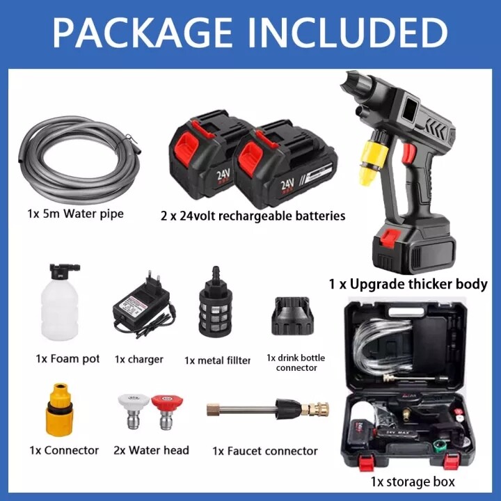 Cordless Water Jet Portable High Pressure Machine Spray Cleaner Garden ...