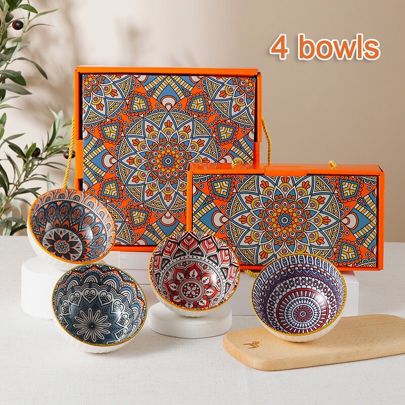 Bohemian Style Ceramic Bowl Set 4.5 inches Wedding Gift Souvenir ...