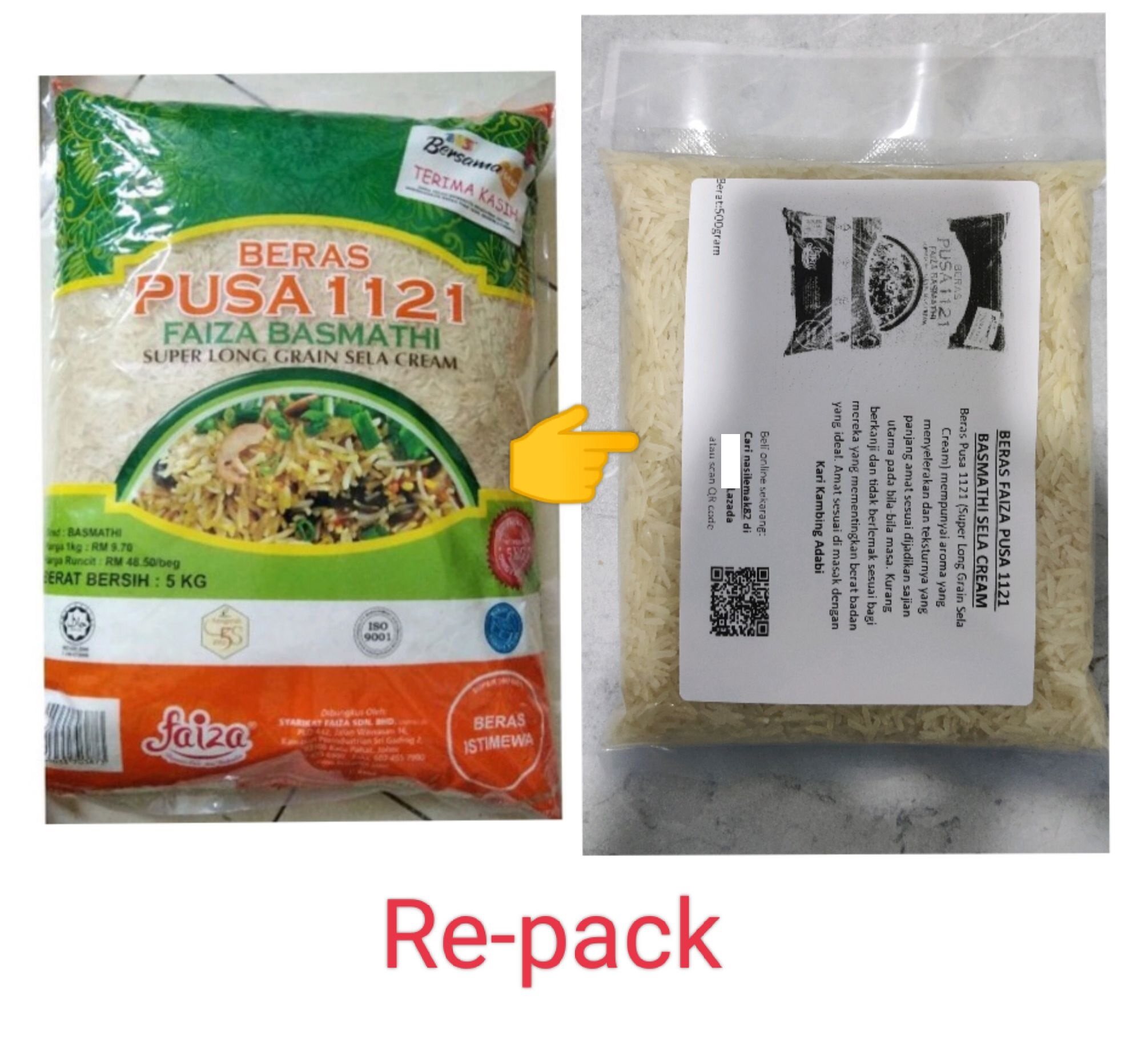 FAIZA BERAS PUSA 1121 BASMATHI SELA CREAM RICE 5KG | Lazada