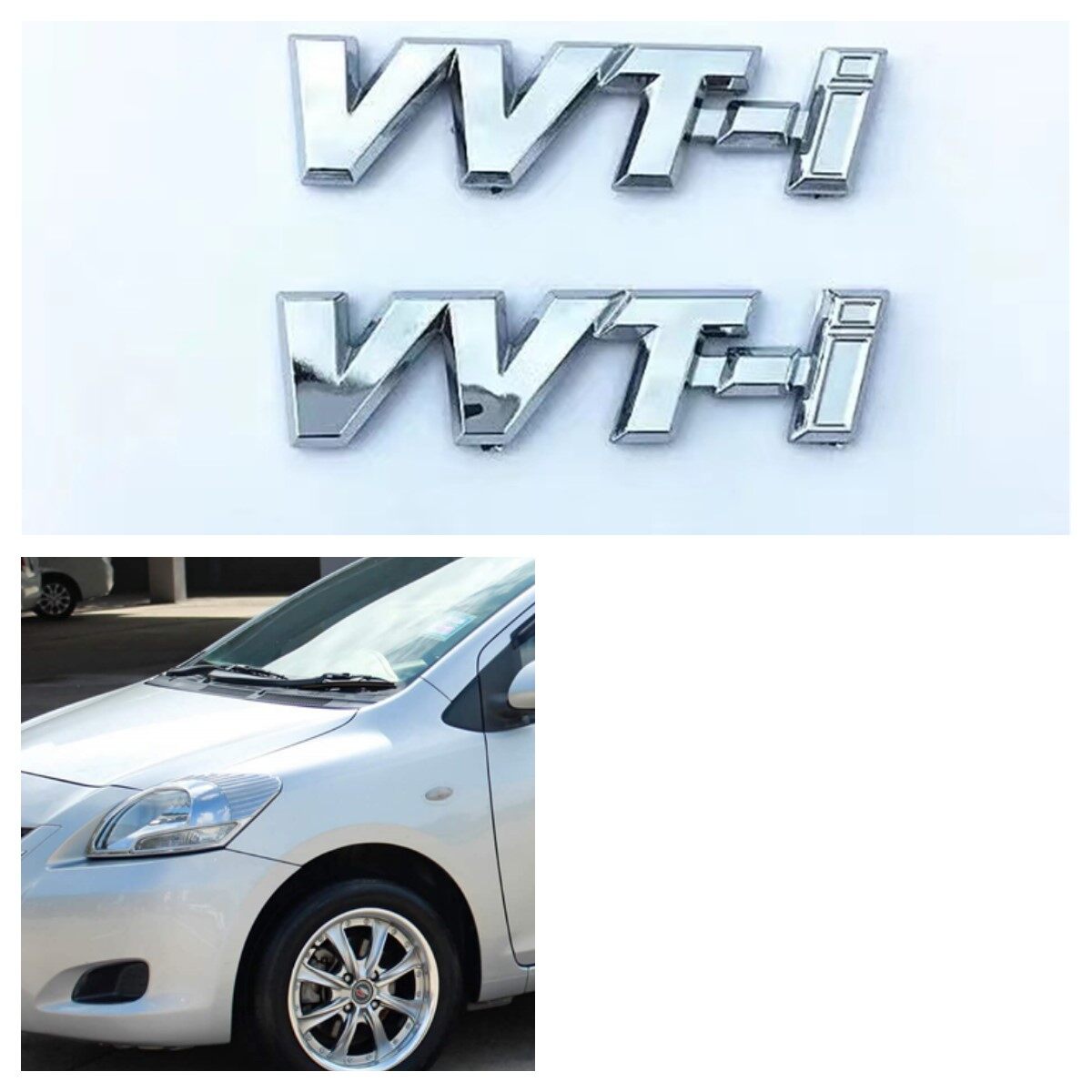 Fit สำหรับโตโยต้า Vios Gen2 Supman 2008 2009 2010 2011 2012 2013โลหะ VVT-I Logo VVTi โครเมี่ยม ...