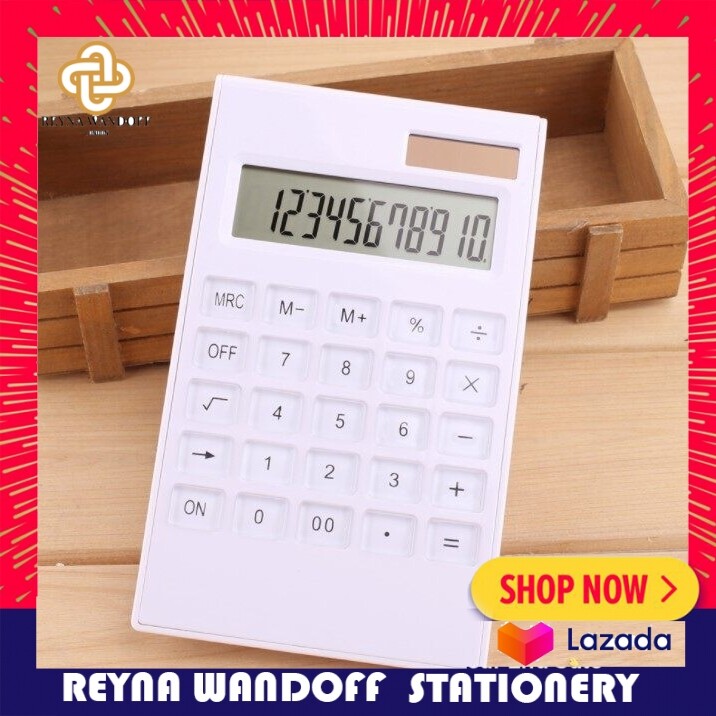 Classic Calculator Elegant White Colour Dual Power With Back Stand | Lazada