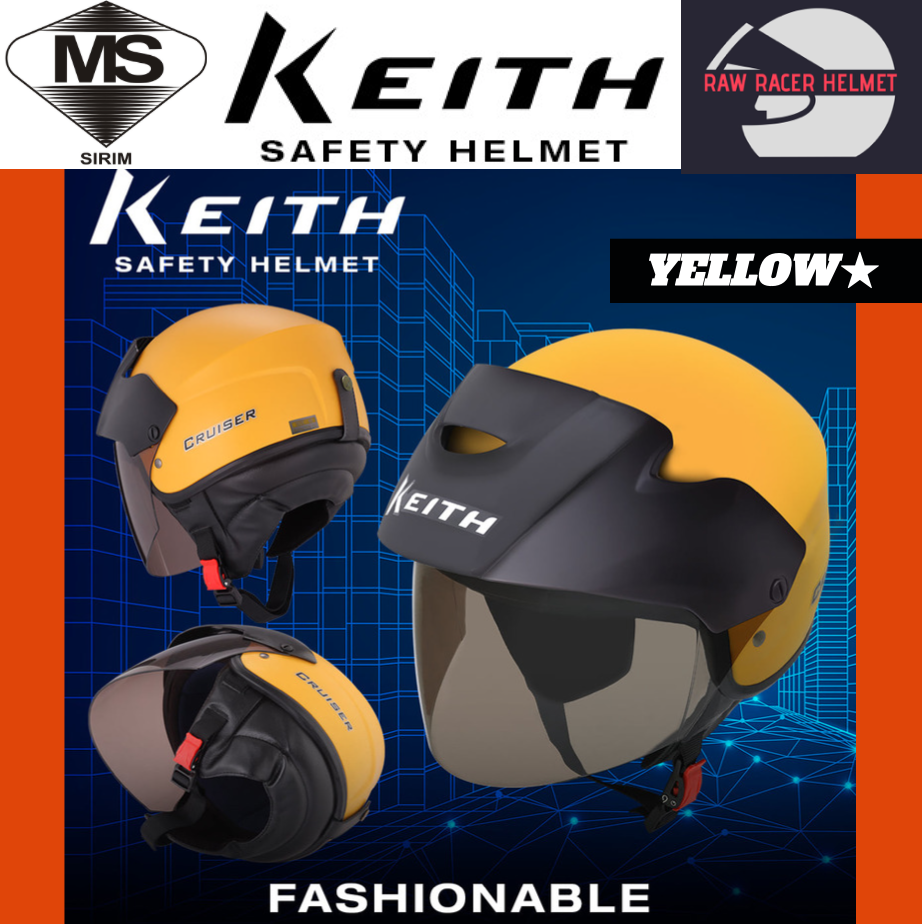 KEITH Cruiser Helmet with Smoke Tinted Visor / Topi Keledar Separuh ...