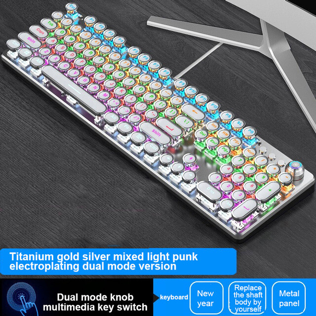 JDB Retro Punk RGB Mechanical Keyboard Gaming Keyboard 104 Keys Black ...