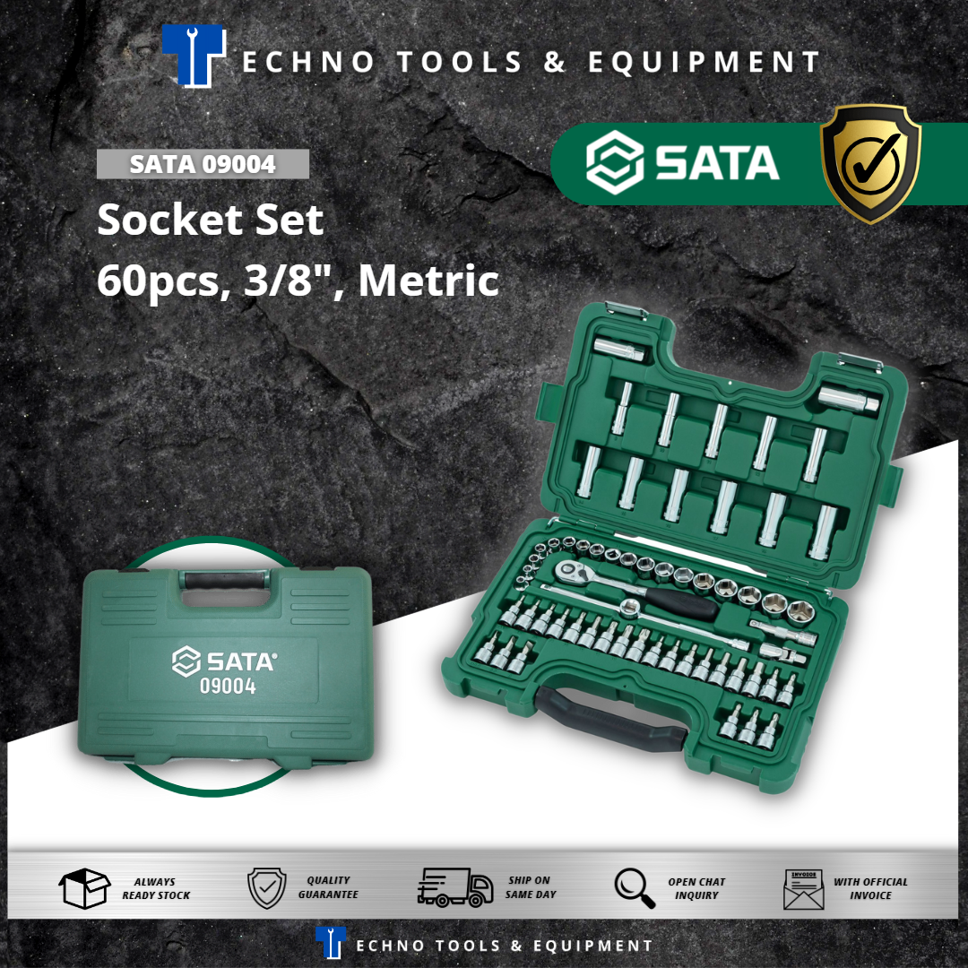 SATA 09004 Socket Set 60pc, 3/8", 6kg, Metric | Lazada