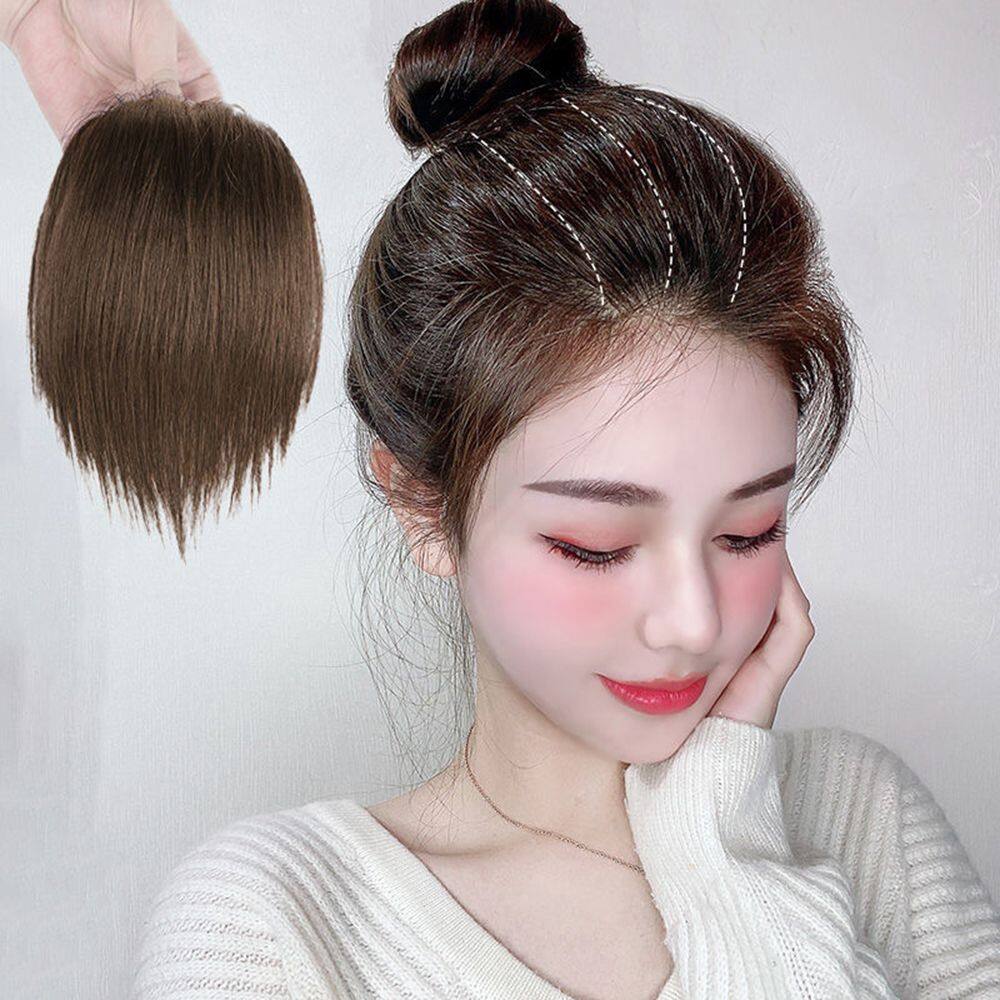 GUAIP สั้นไม่มีรอยต่อคลิปผมสังเคราะห์ต่อผม Hairpiece Side Bangs Fake ...
