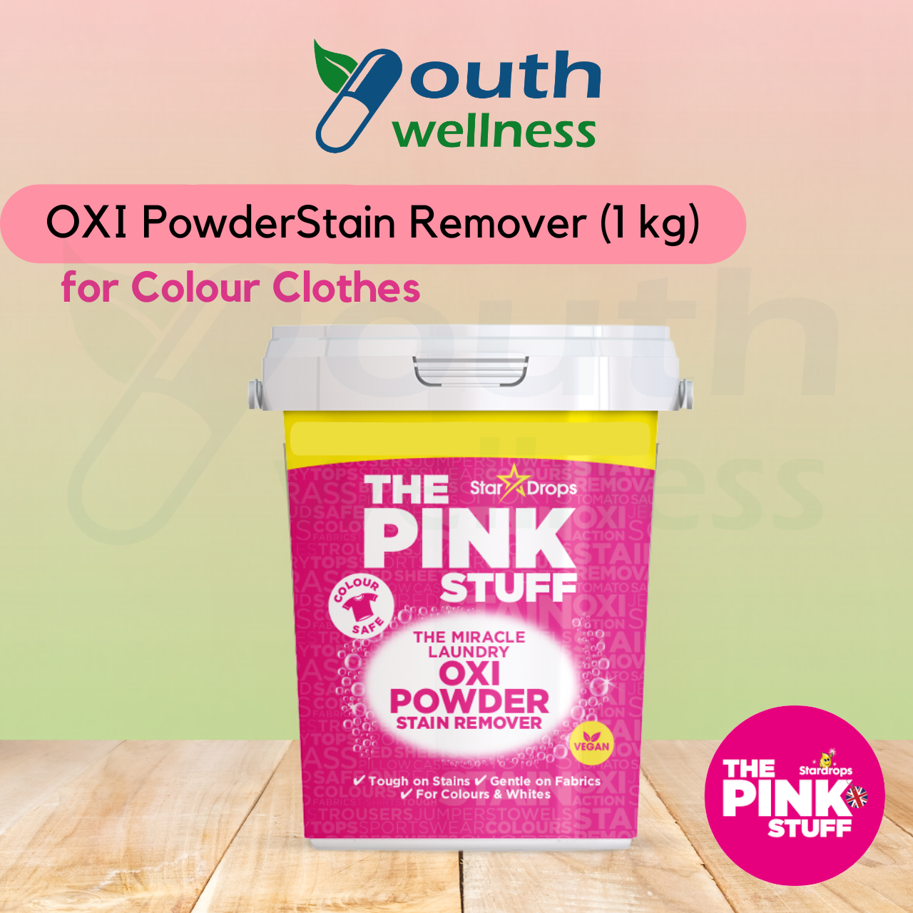 The Pink Stuff Laundry OXI Powder Stain Remover for Colours/Whites (1 ...