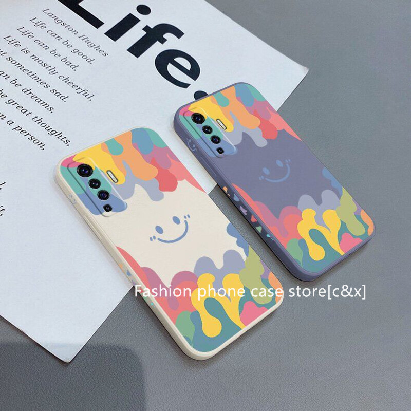Soft Case เคสโทรศัพท Vivo X70 X60 Pro 5G เคส Colorful Smiley Casing ...