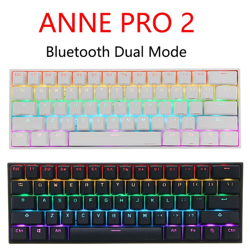 Anne Pro2 Mini แบบพกพาคีย์บอร์ดแบบกลไก60 ไร้สายบลูทูธ Mx RGB 61 Key คีย์บอร์ดเล่นเกม Gateron ...