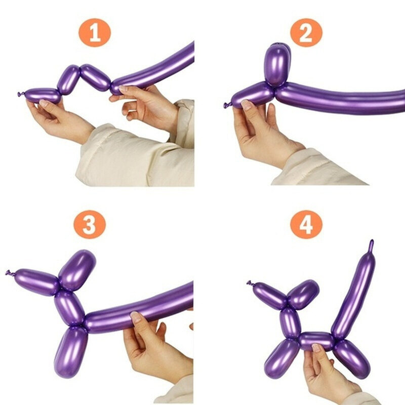 10pcs Metallic Long Balloons DIY Strip Long Shape Balloon Tying Twist ...