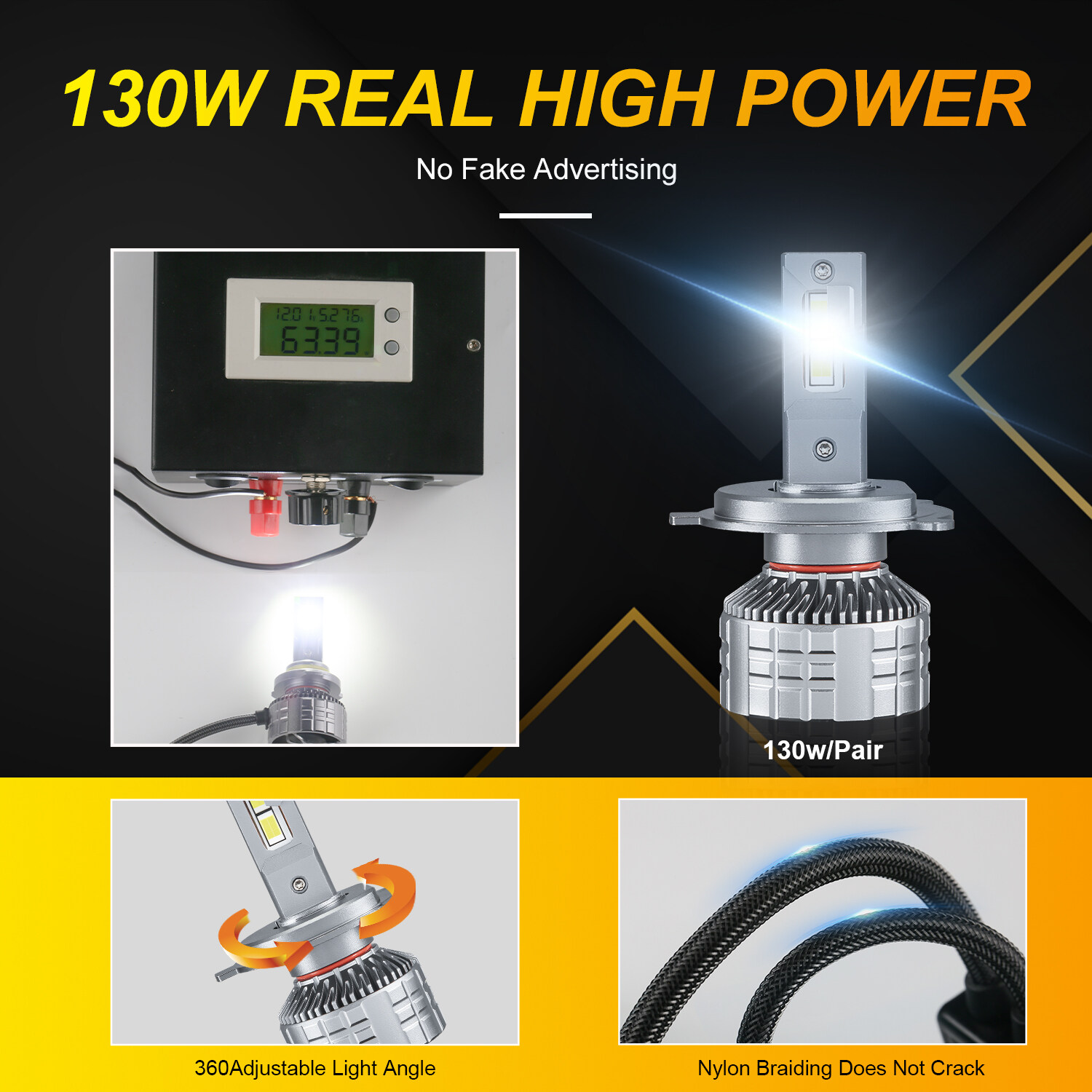 ANMINGPU 2PCS 120W Super Bright H4 LED ไฟหน้า H7 LED Canbus หลอดไฟ9004 9005 9006 9007 9012 H1 ...