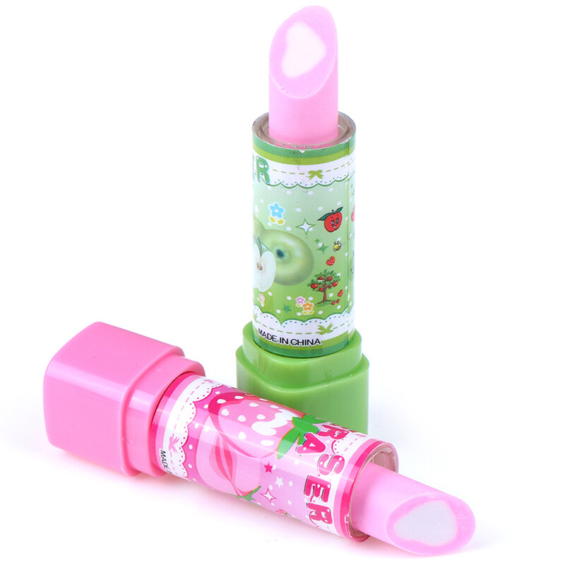 1PC Child Lipstick Shaped Eraser Student Stationery Xmas Gift Pencil ...