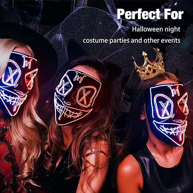 Led Purge Mask Neon Led Mask Halloween Glowing Face Light Up Purge Mask ...