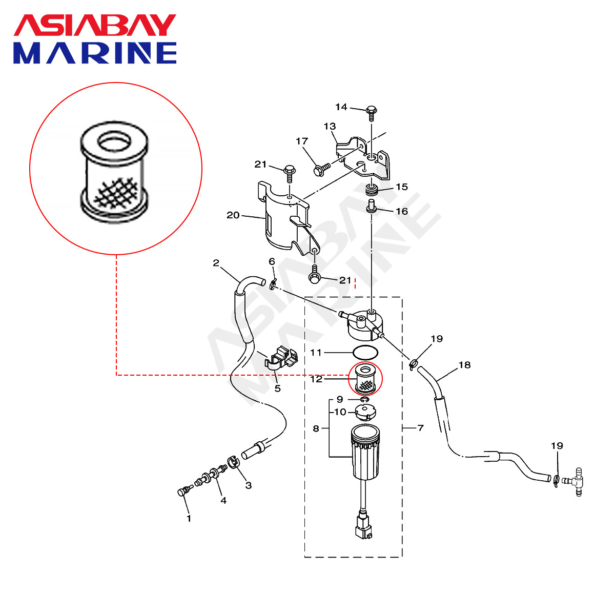 Yamaha Water Separator Filter Yamaha 6P3 WS24A 02 00 Primary Fuel ...