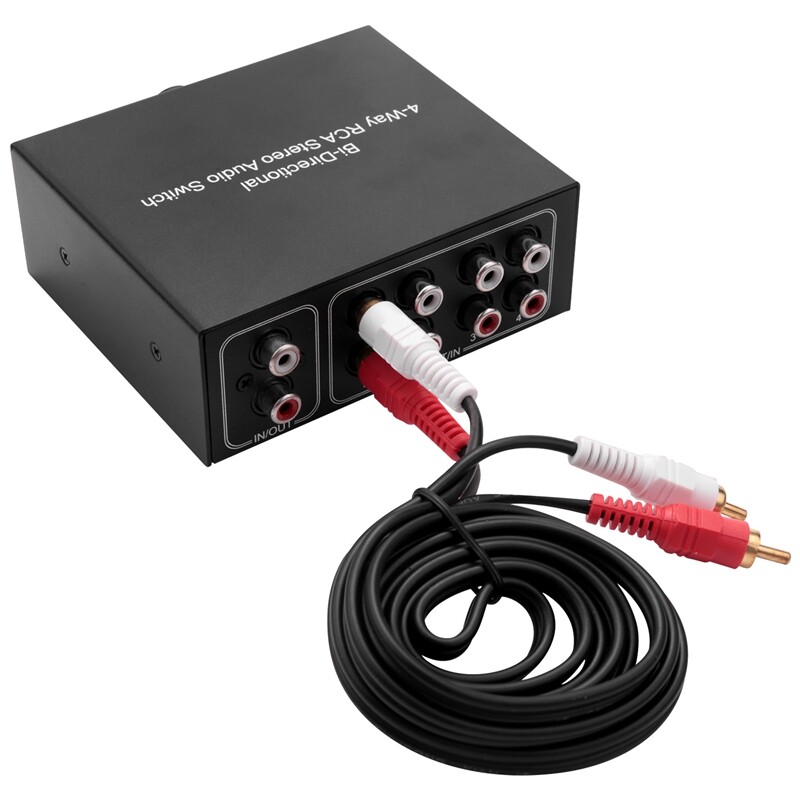 4 Way Bi-Directional RCA Stereo Audio Switch 1 in 4 Out or 4 in 1 Out L ...