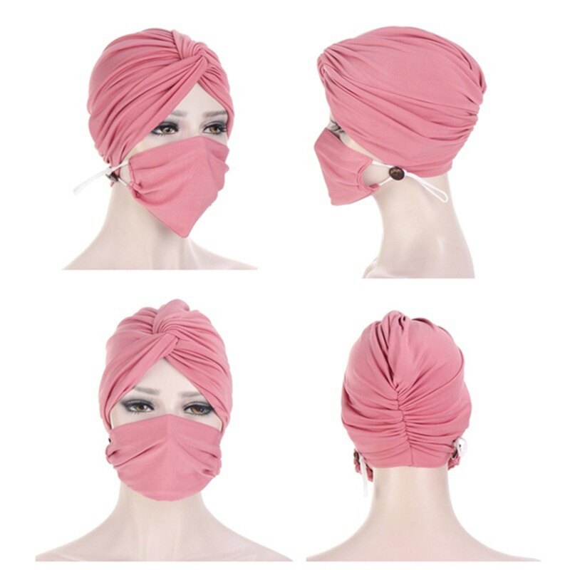 2Pcs/Set Fashion Women Cotton Stretchy Hat Turban Head Wrap Bandana ...