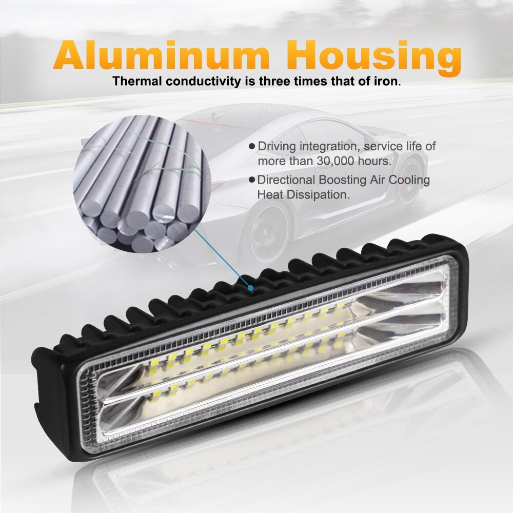 1pair 6inch Off Road LED Driving Fog Light Bar 12V 24V 72W LED Light ...