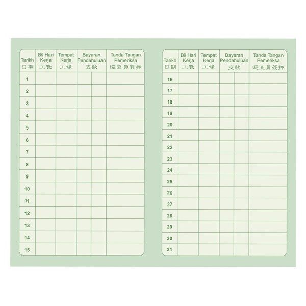 1-15 / 16-31 / 1-31 Worker Card / Time Card / Kad Rekod Pekerja / Gong ...