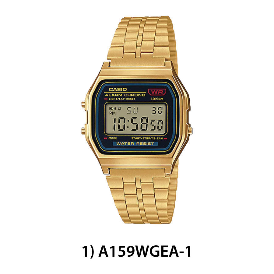 Casio A159WGEA-1D Unisex Digital Vintage Retro Gold Steel Watch ...