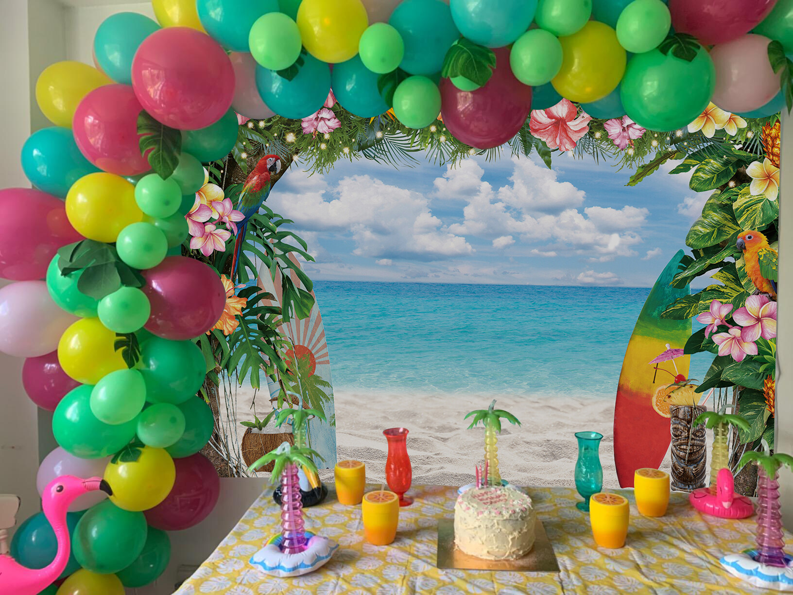 Summer Hawaii Background Tropical Beach Theme Party Decoration ...