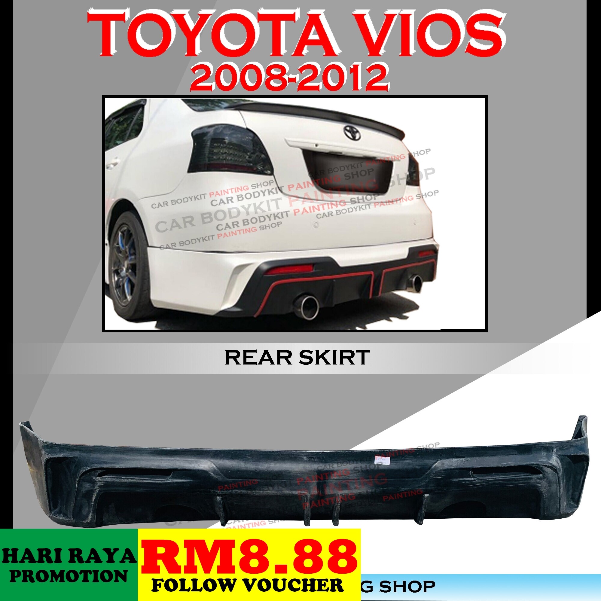 TOYOTA VIOS NCP93 2008-2012 DRIVE 68 FULL SET D68 SKIRTING (FRONT SKIRT ...