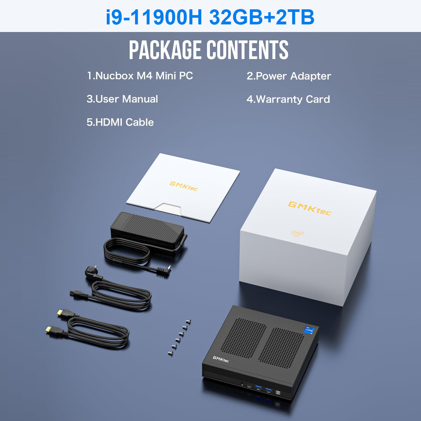 GMKtec Mini PC M4 Intel Core i9-11900H DDR4 32GB 1TB M.2 2280 USB3.2 ...