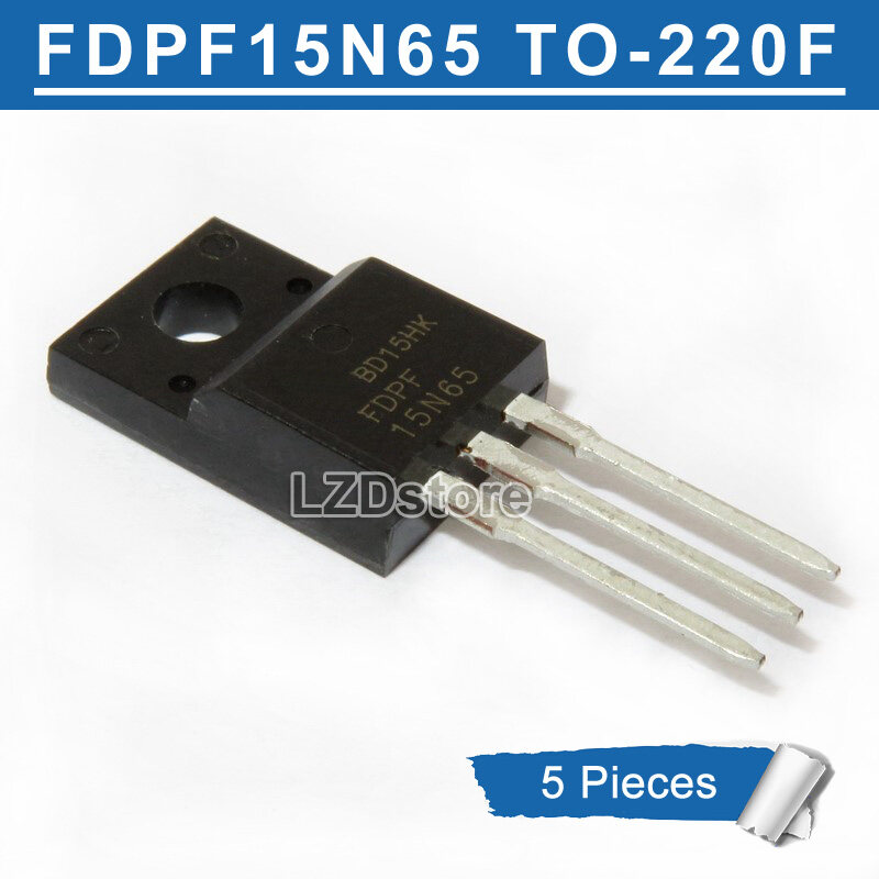 5Pcs FDPF15N65 TO-220F 15N65 TO220F TO-220 N-Channel 15A/650V MOSFET ทรานซิสเตอร์ใหม่แบบดั้งเดิม ...