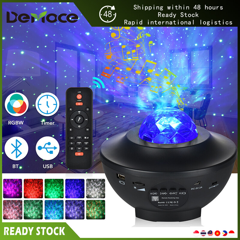 DeMoce Galaxy Star Projector Starry Sky Night Light Ocean Wave Nebula Cloud โคมไฟลำโพงบลูทูธ ...